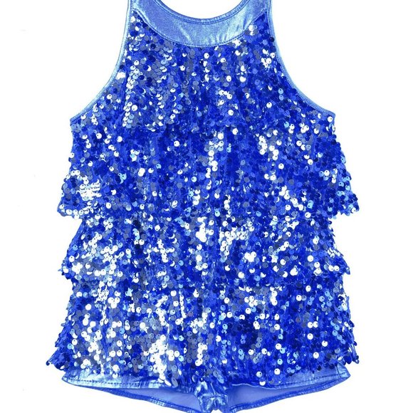 Costumes | Genuine Kelle Blue Sequin Halter Dance Performance Small ...